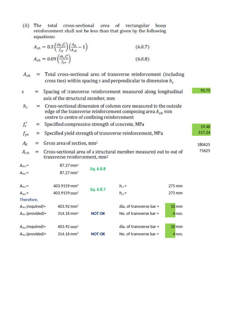 8.3.5.4.a Column Transverse Reinforcement | PDF