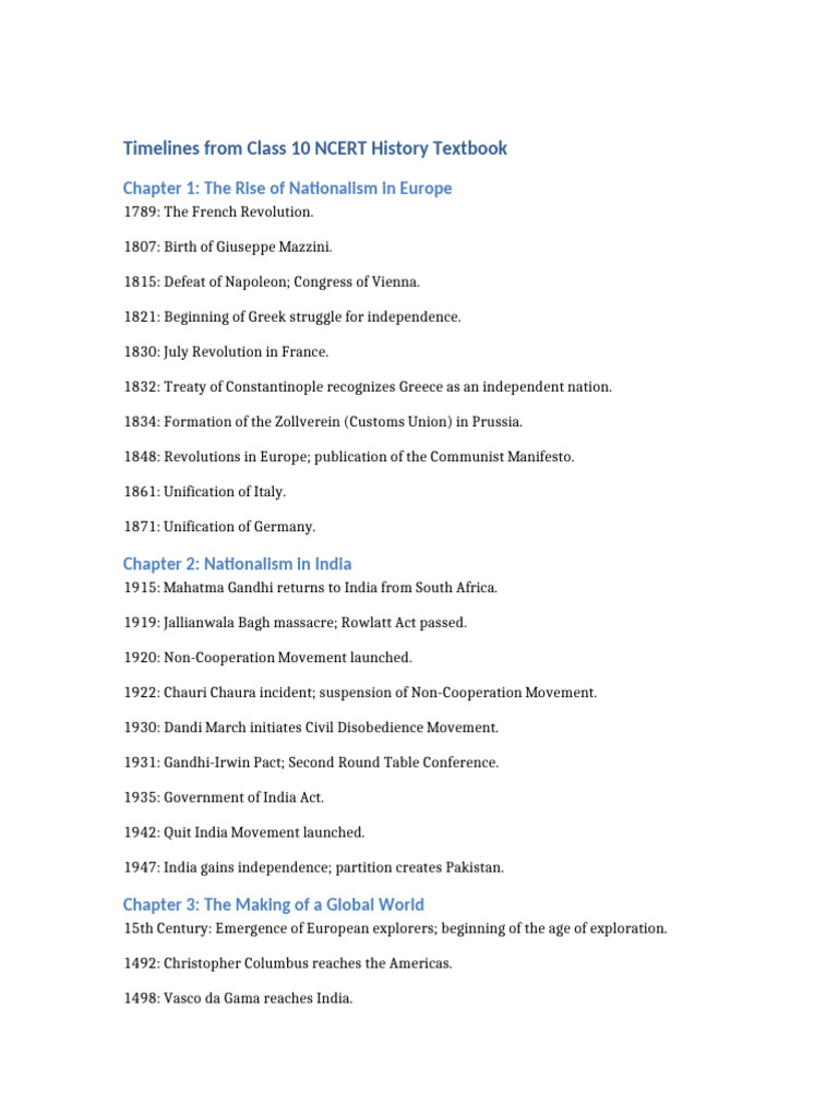NCERT History Timelines | PDF