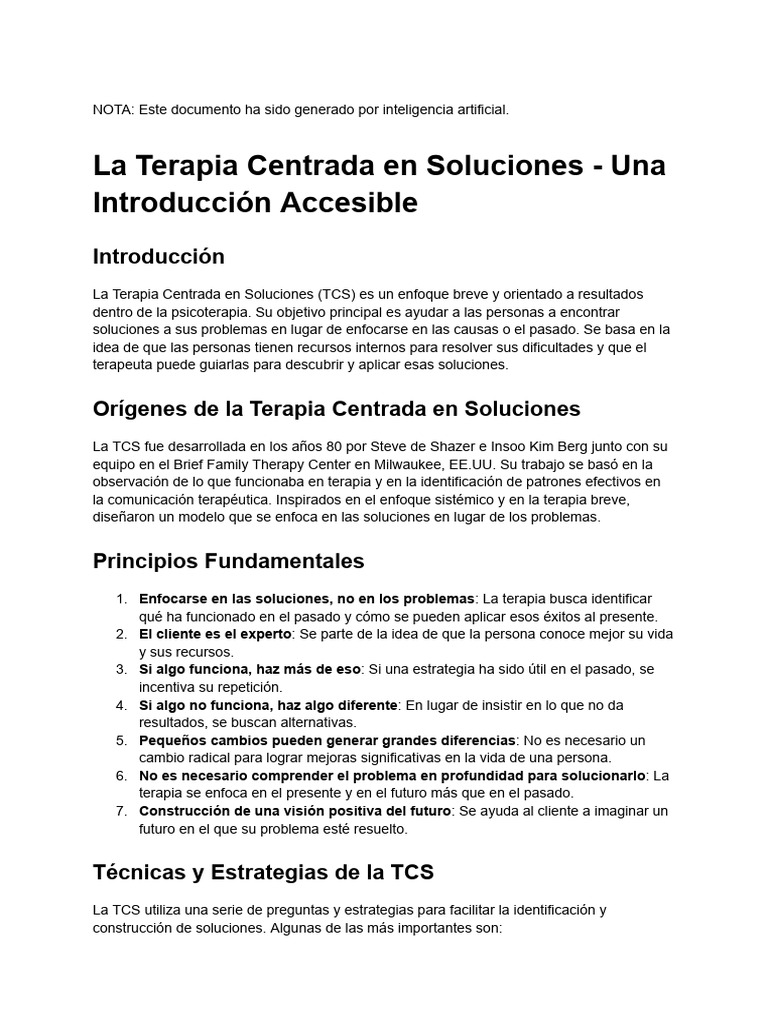 La Terapia Centrada en Soluciones - Una Introducción Accesible | PDF ...