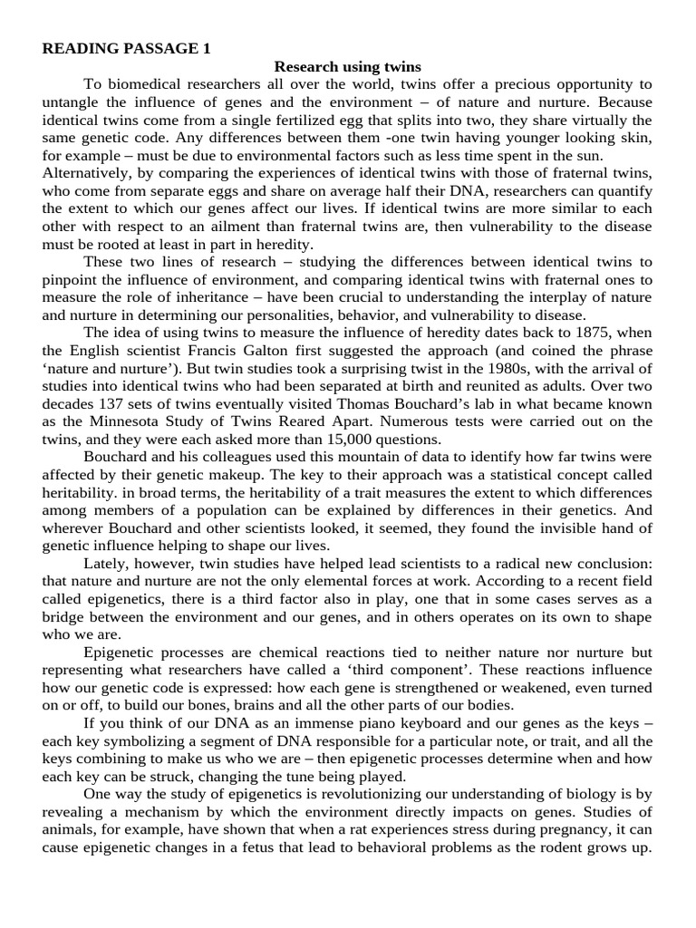 TEST 4 FULL | PDF | Nature Versus Nurture | Genetics