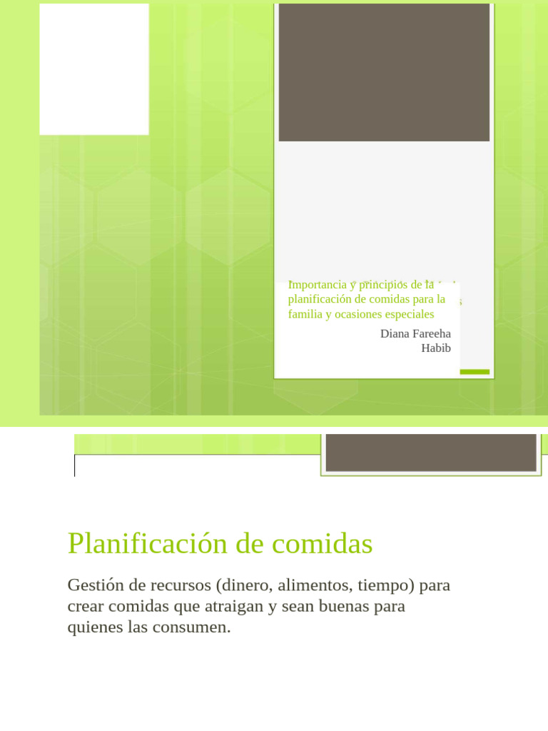 Importancia y Principio de La Planificación de Comidas | PDF ...
