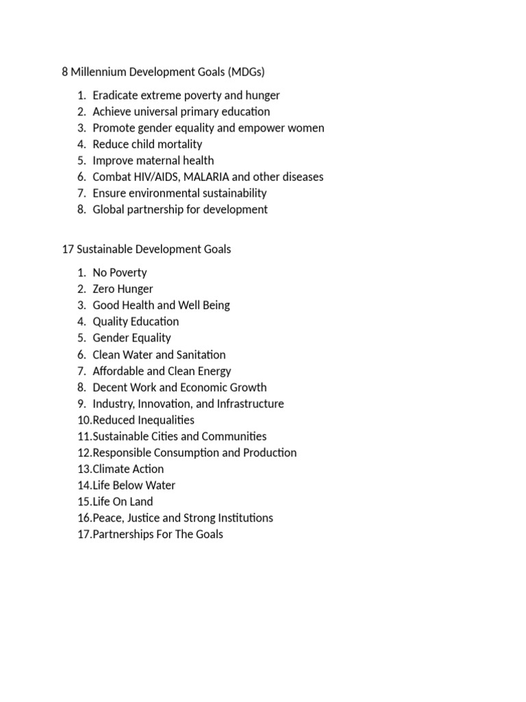 Overview of 8 Millennium Development Goals | PDF