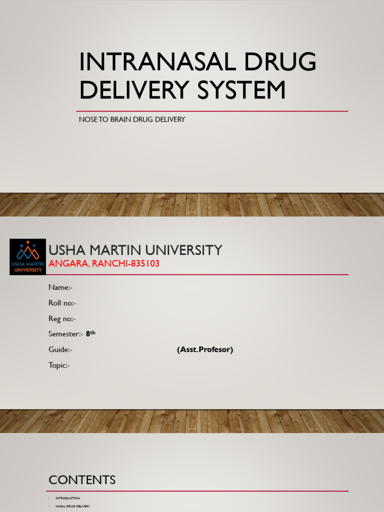 Intranasal Drug Delivery System (PPT) Kshitij | PDF | Topical ...