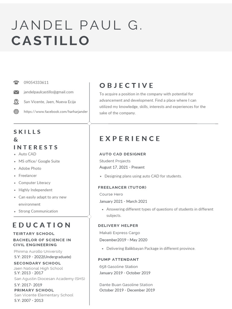 Grey Clean CV Resume Photo | PDF