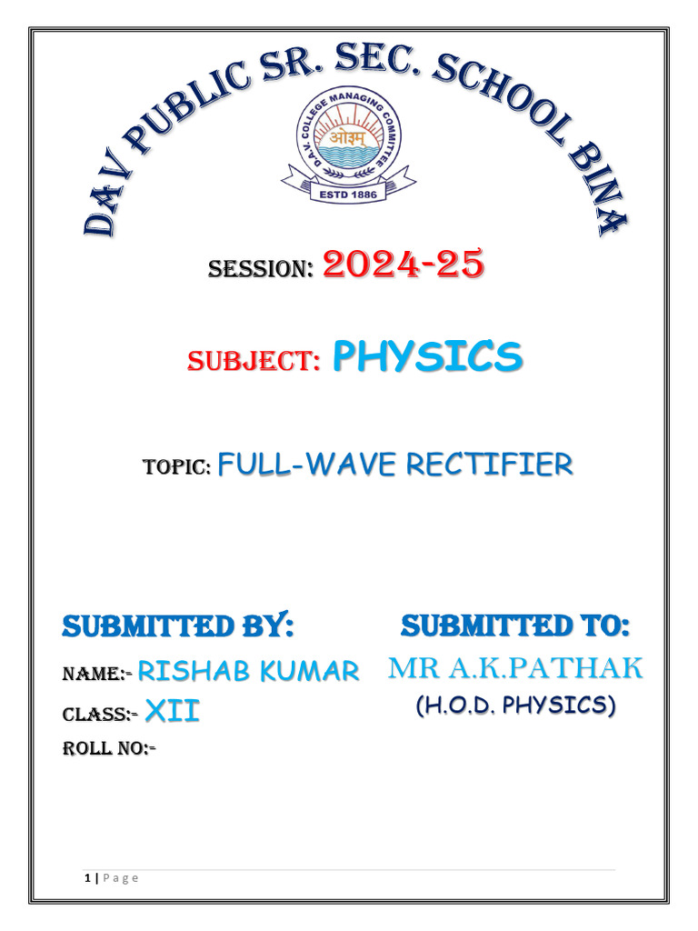 PHYSICS (Rishabh Kumar) | PDF | Rectifier | Direct Current