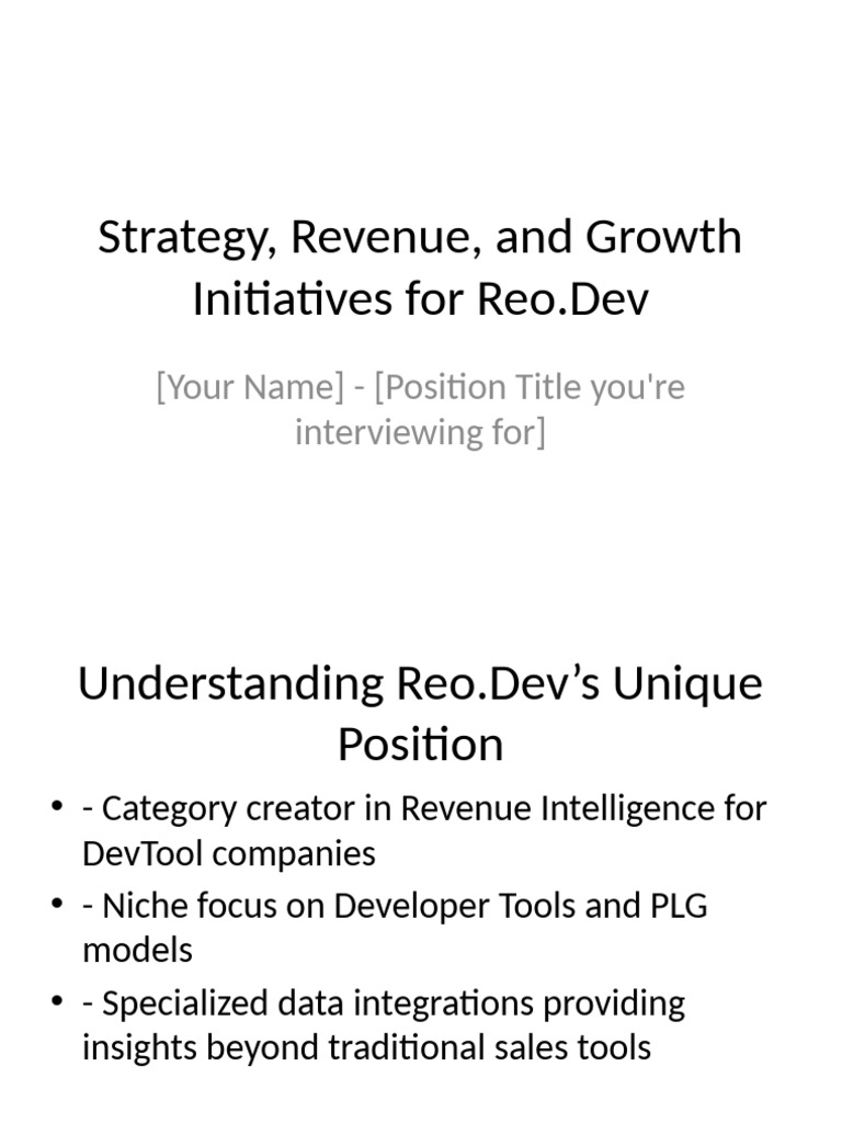 Reo.Dev Growth Strategy Overview | PDF