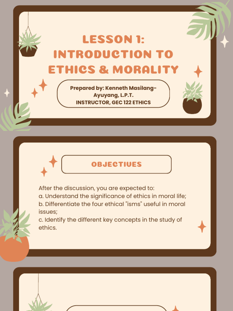 Lesson 1 Intro To Ethics | PDF | Morality | Liberal Arts Education