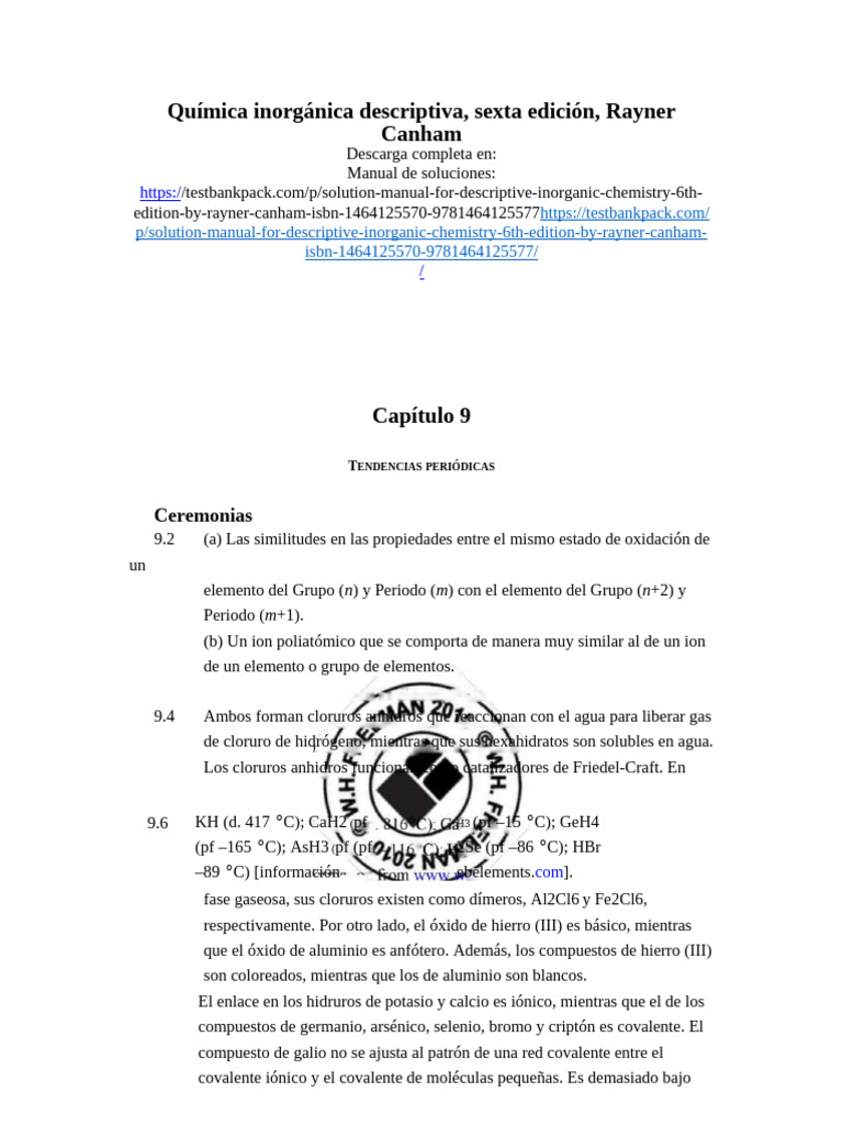 Química Inorgánica Descriptiva Rayner | PDF | Cloruro | Compuesto ...