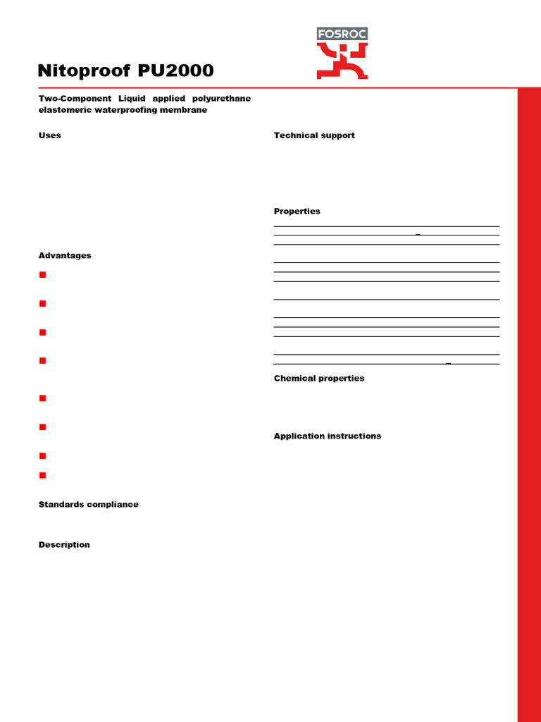 Nitoproof PU2000: Elastomeric Waterproofing Solution | PDF | Concrete ...