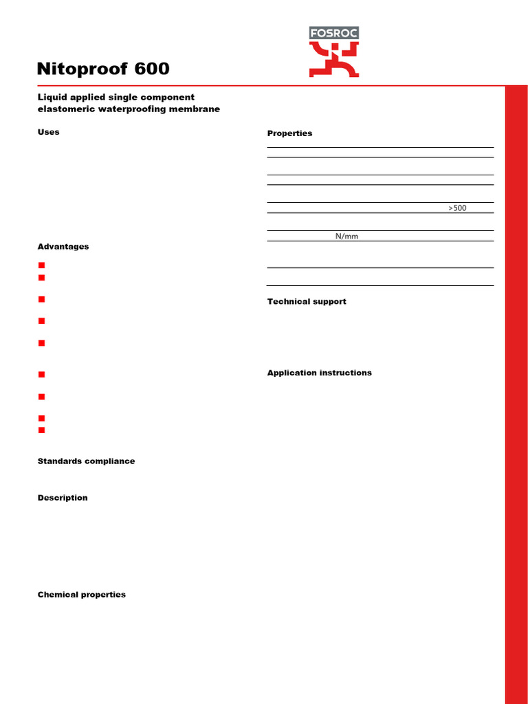 Nitoproof 600 Waterproofing Membrane | PDF | Concrete | Corrosion
