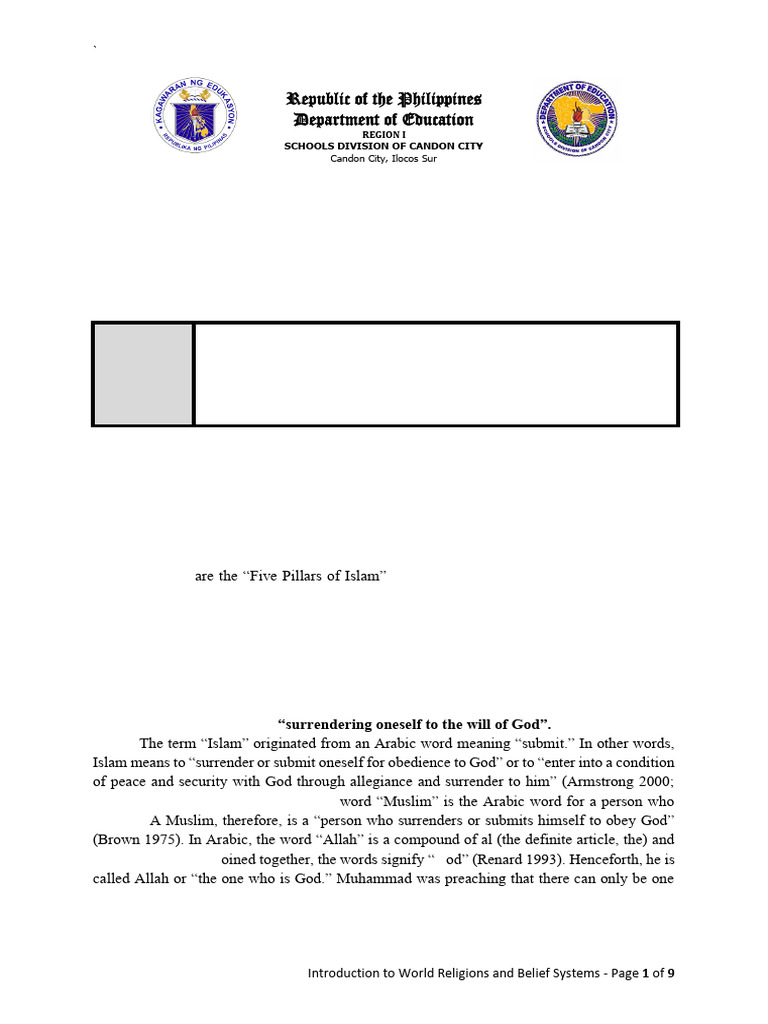 ISLAM-Intro-to-World-Religions-and-Belief-Systems Q1 W6 M6 Islam LDS ...