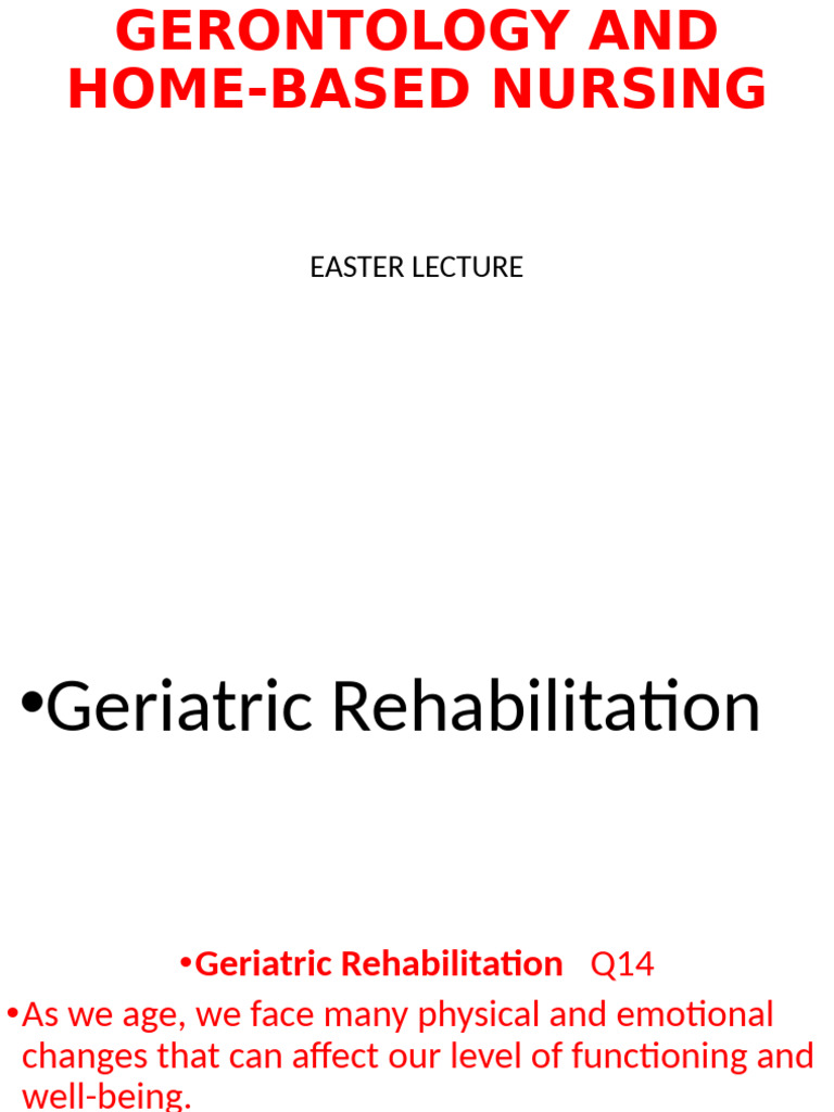 Geriatric Rehabilitation (LECTURE 3) | PDF | Visual Impairment | Geriatrics