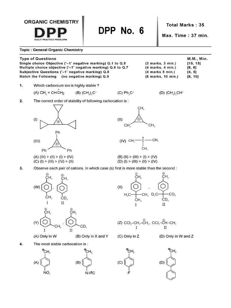 DPP No - 6 - General Organic Chemistry | PDF