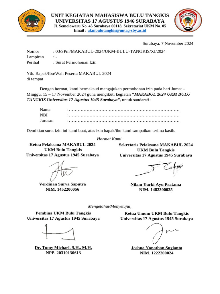 SURAT IZIN ORTU PESERTA TTD | PDF