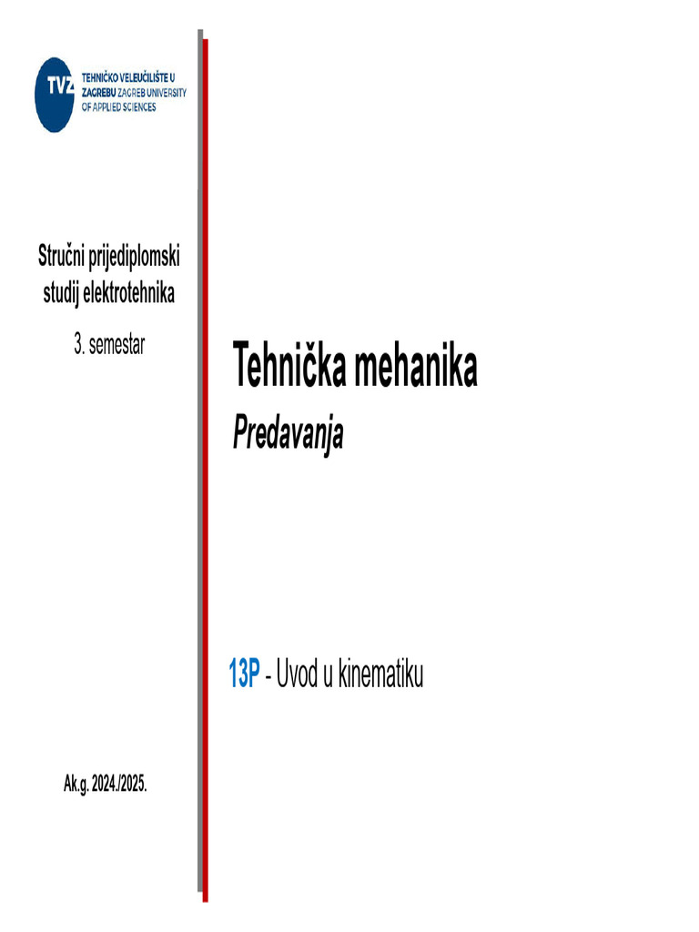 13P-Tehnička Mehanika-Uvod U Kinematiku | PDF