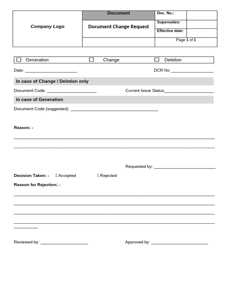 Document Change Request Form | PDF
