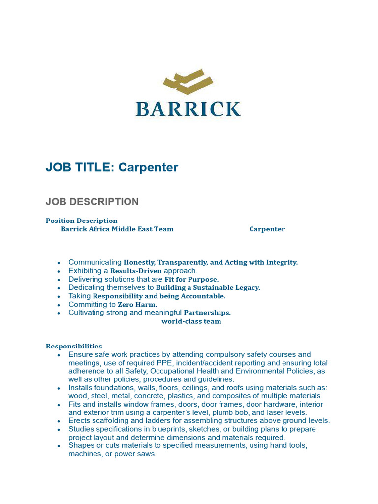 BARRICK-DEC-JOB | PDF | Carpentry | Door