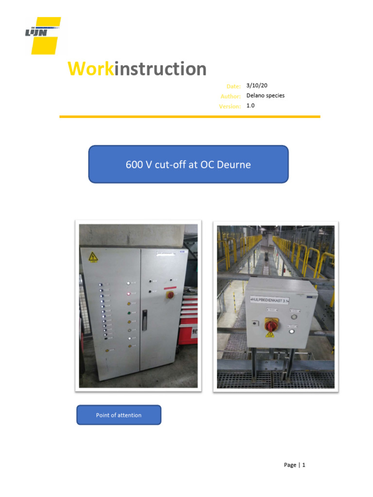 LOTO - EN - Cut Off On DC Deurne | PDF | Switch | Electrical Engineering