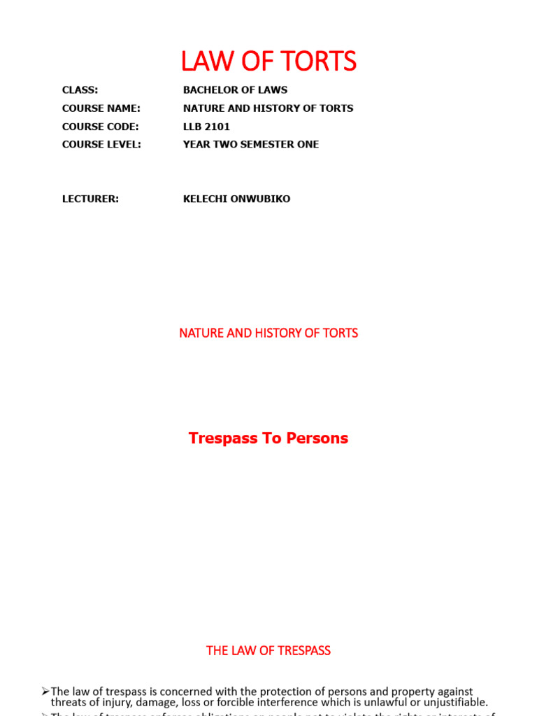 Understanding Trespass in Tort Law | PDF | Damages | Tort