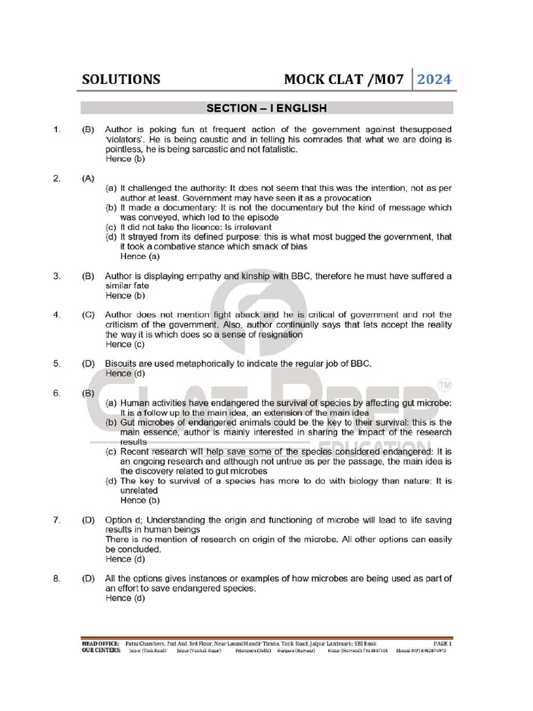 Moc Clat (m07) Solutions. | PDF