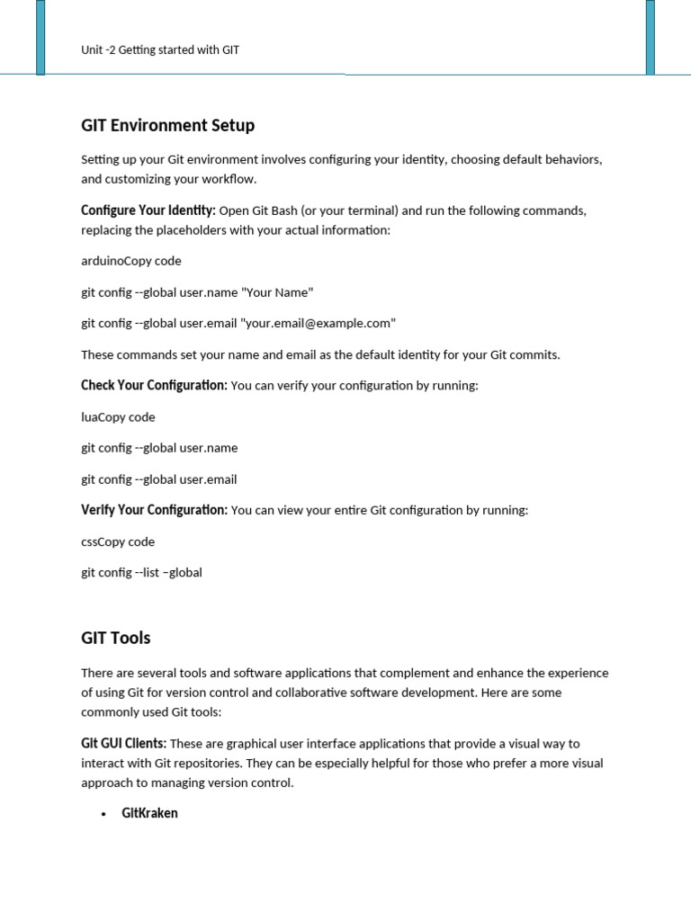 Unit 2 - Getting Started With GIT | PDF | Computer Science | Software Development