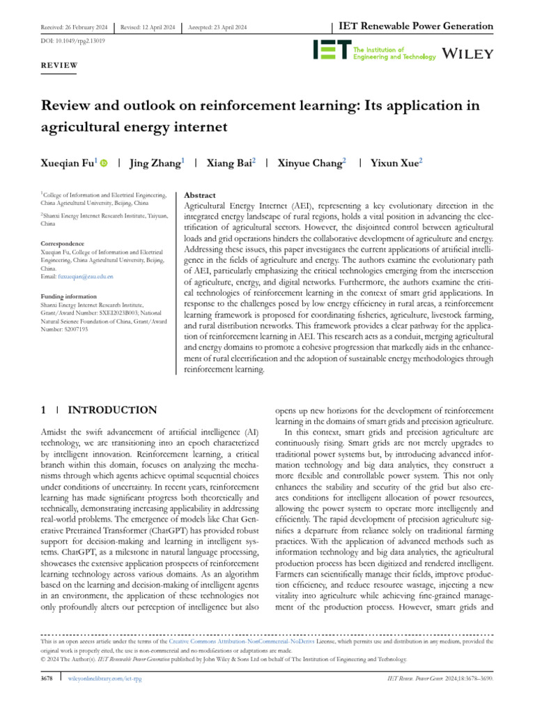 Review_and_outlook_on_reinforcement_learning_Its_a | PDF | Mathematical Optimization | Agriculture