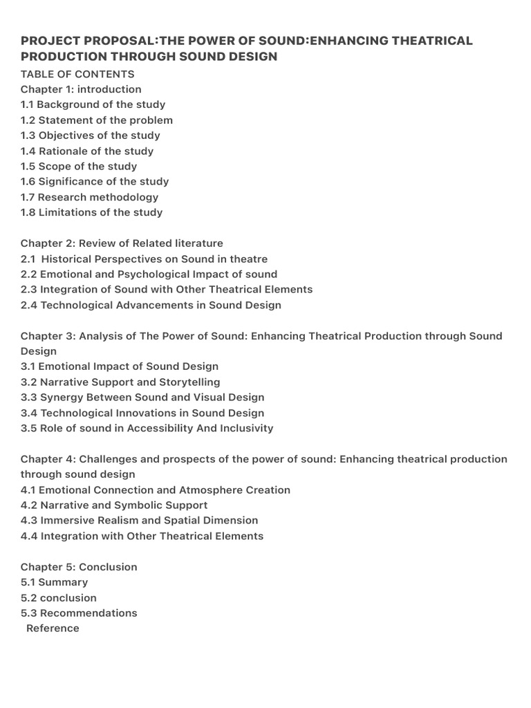 Project Proposal-The Power of Sound-Enhancing Theatrical Production ...