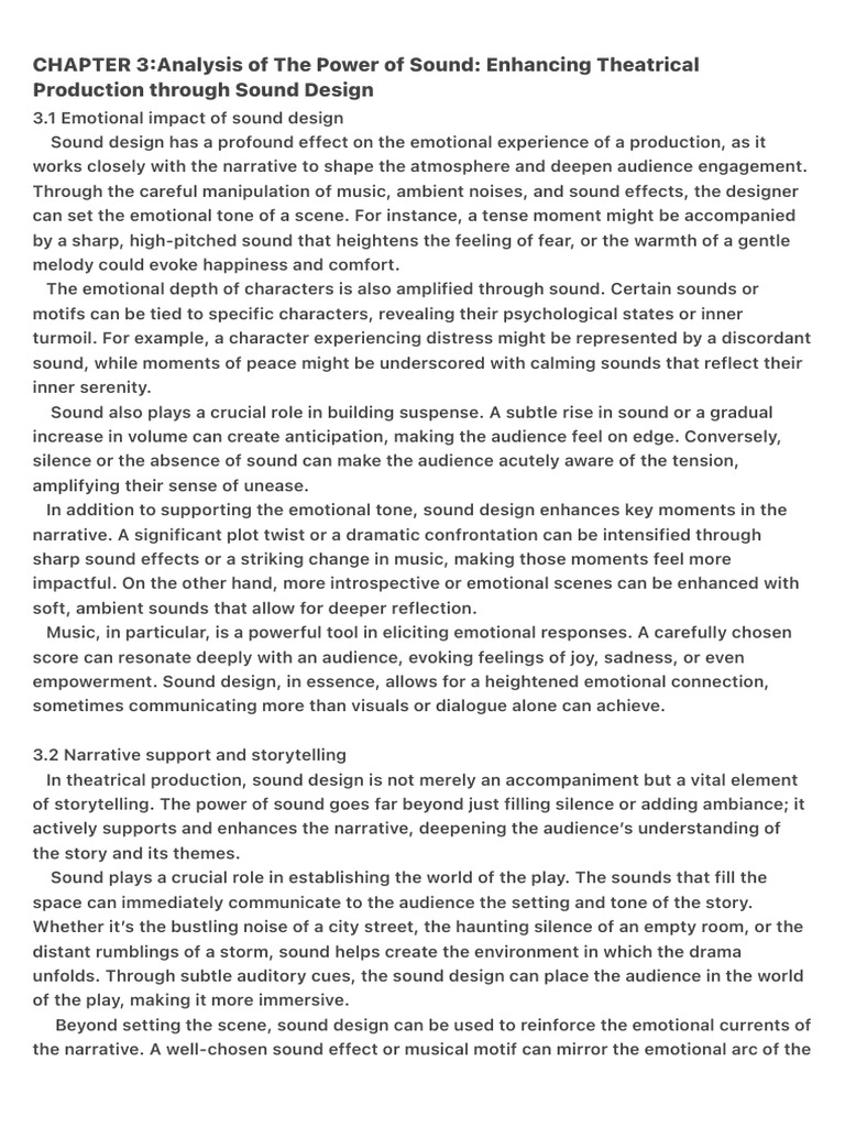 CHAPTER 3-Analysis of The Power of Sound - Enhancing Theatrical ...