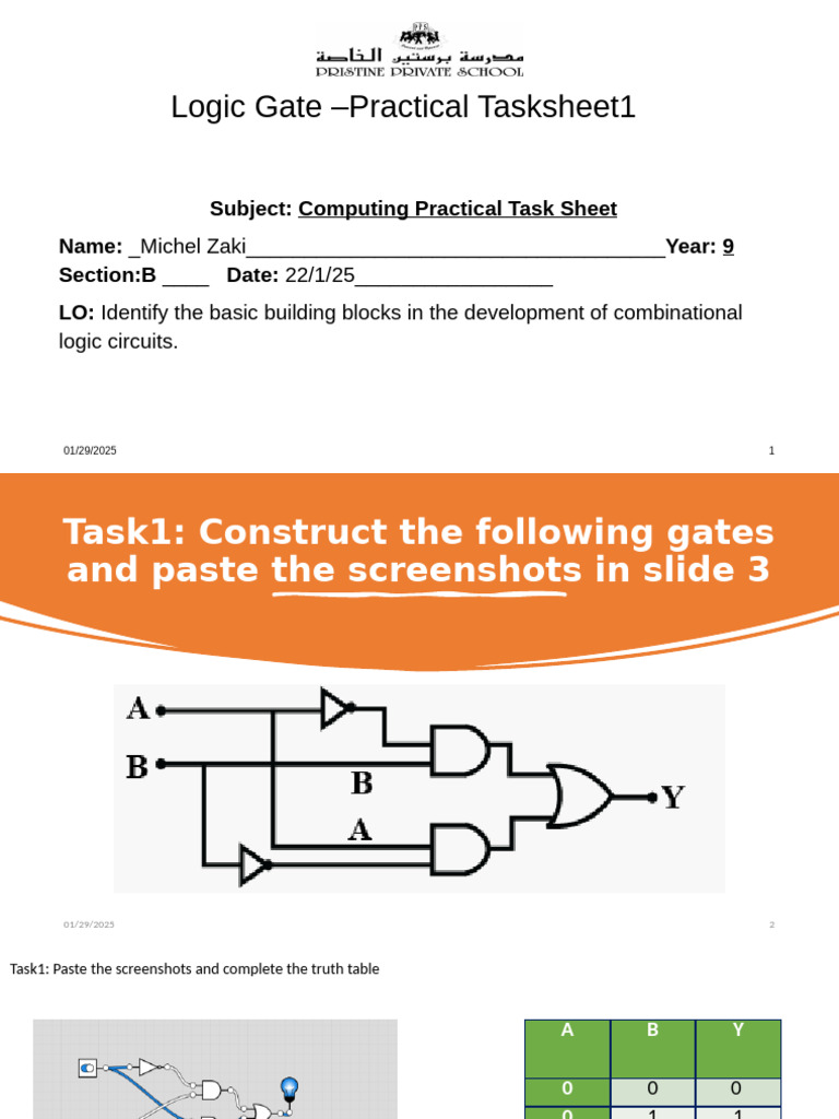 Year 9 Logic Gates Task Sheet | PDF | Logic | Logic Gate