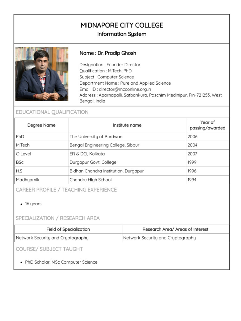Dr. Pradip Ghosh: Profile Overview | PDF