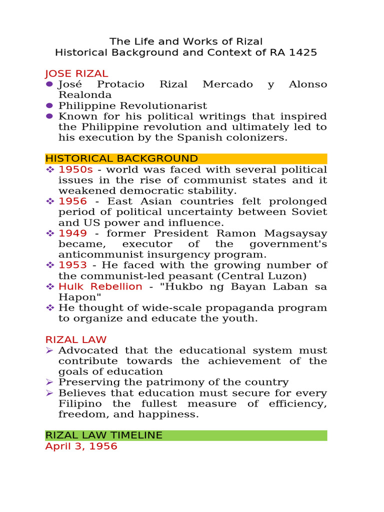 The Life and Works of Rizal | PDF | Philippines