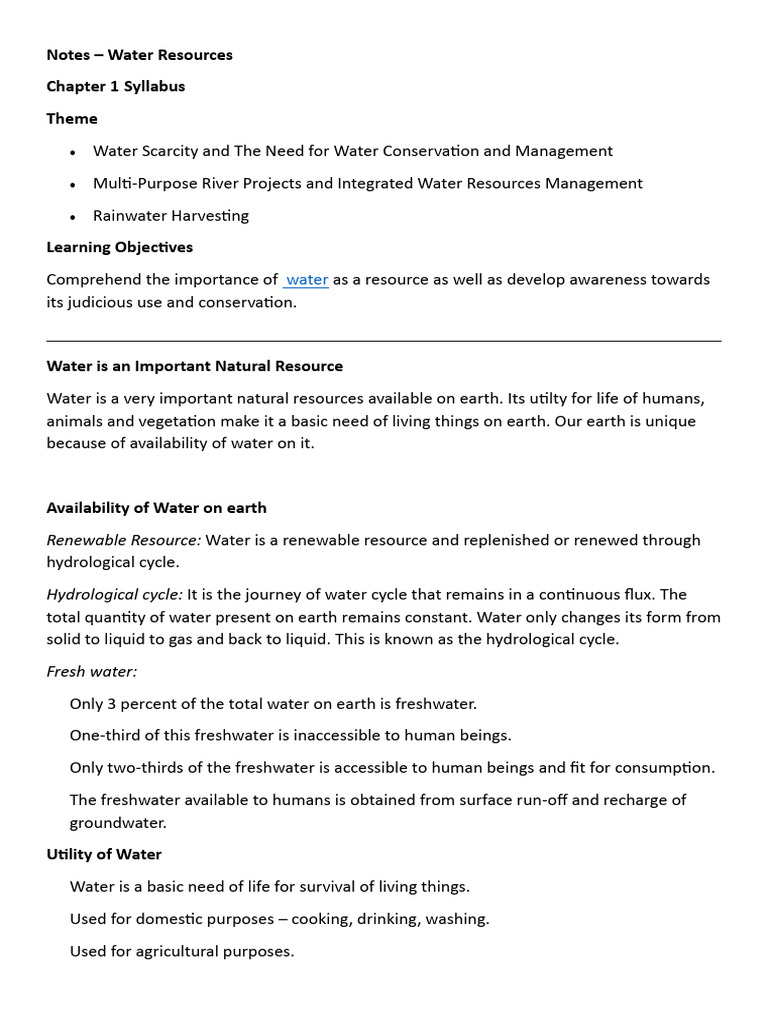 Water Resources: Conservation & Management | PDF | Fresh Water | Water