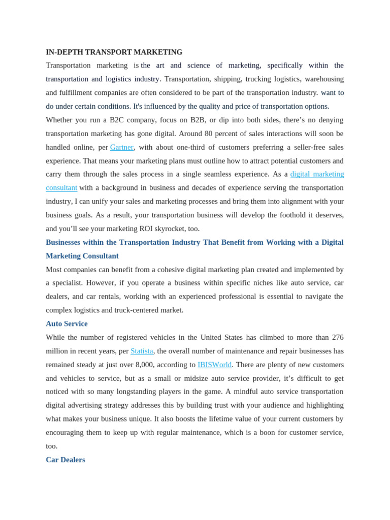 Transportation Marketing Strategies Guide | PDF | Digital Marketing ...