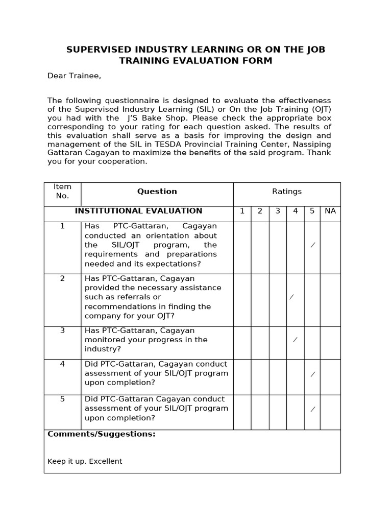 Program Evaluation Form With Analysis Final | PDF | Vocational ...