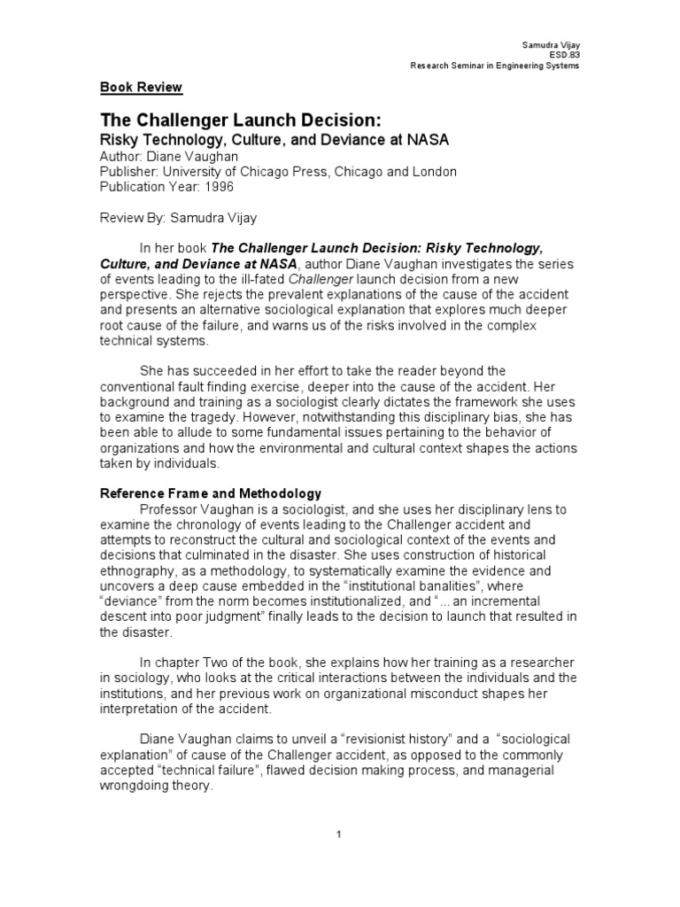 The Challenger Launch Decision - 1 | PDF | Risk | Sociology