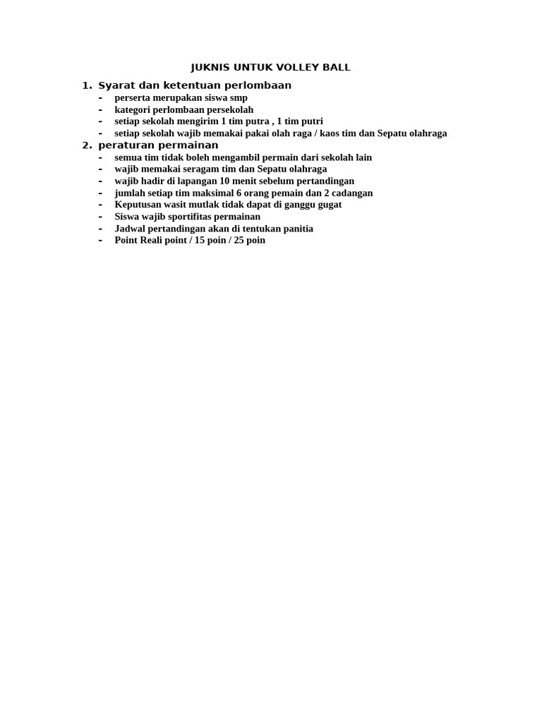 Juknis Untuk Volley Ball | PDF