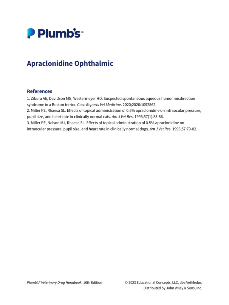 Apraclonidine Ophthalmic References PVDH10 | PDF