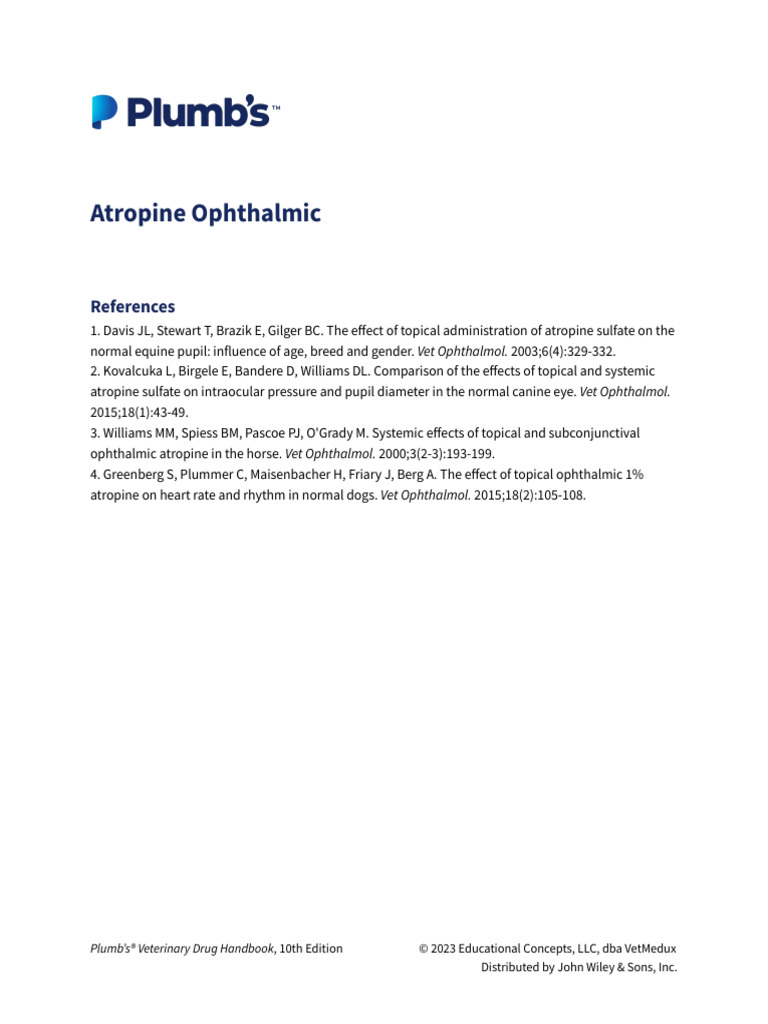 Atropine Ophthalmic References PVDH10 | PDF