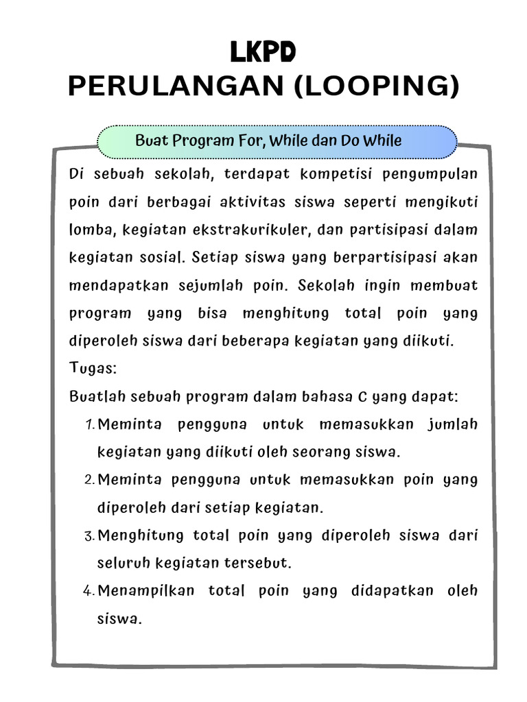 LKPD Perulangan (Looping) | PDF