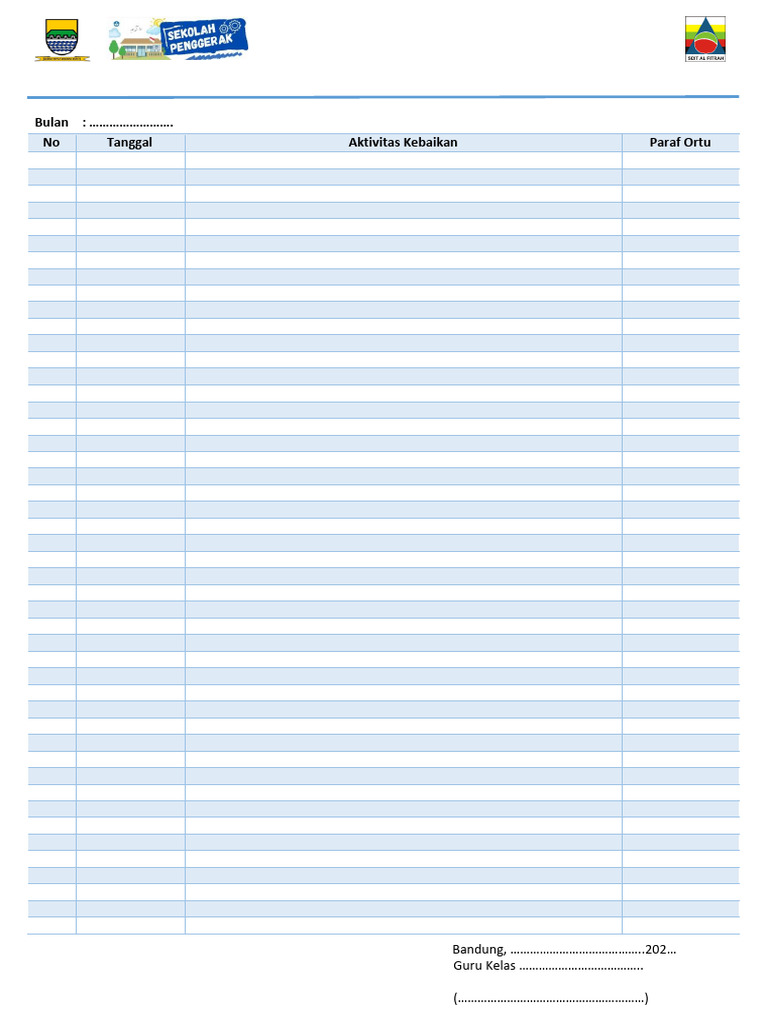 Jurnal Harian SDIT Al Fitrah 2021-2022 | PDF