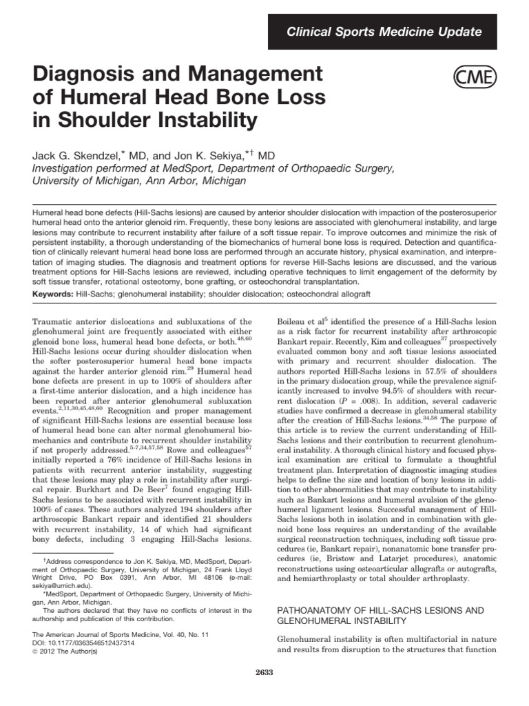 Humeral Head Bone Loss | PDF | Shoulder | Ct Scan