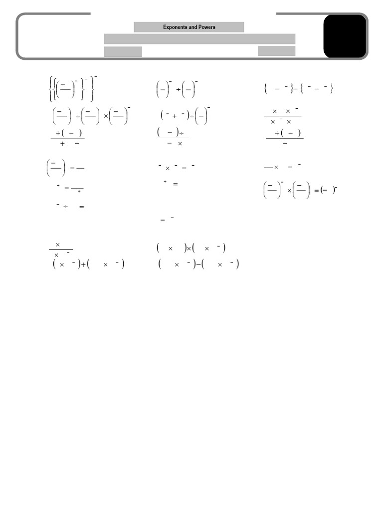 Grade 8 - Exponents and Powers Rational Numbers | PDF