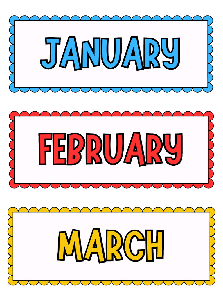 Months of The Year Labels | PDF