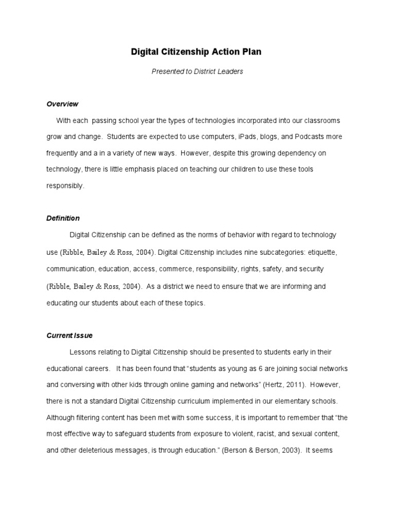 Digital Citizenship Curriculum Plan | PDF | Curriculum | Teachers