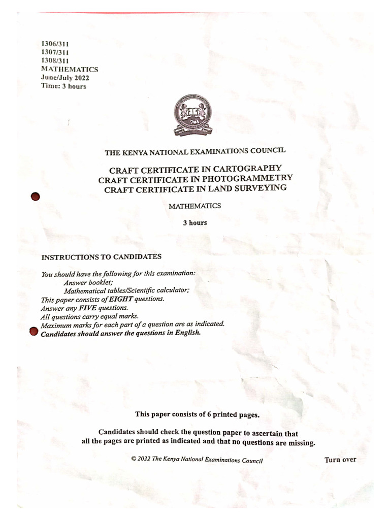 Knec Jun-july2022 Maths | PDF