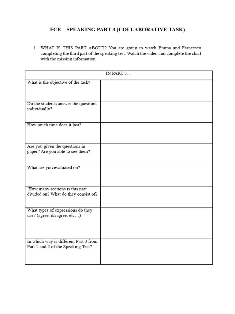 B2 Part 3 Collaborative Task Pdf Human Communication