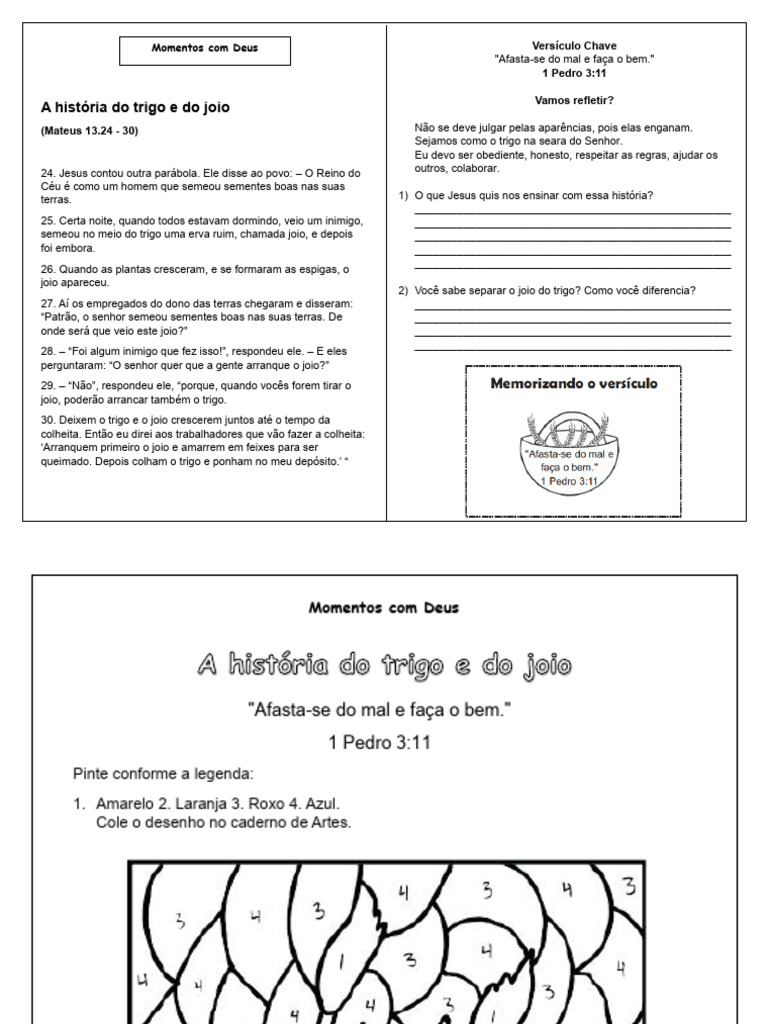 Ensino Religioso - A História Do Joio e Do Trigo | PDF | Trigo | São Pedro