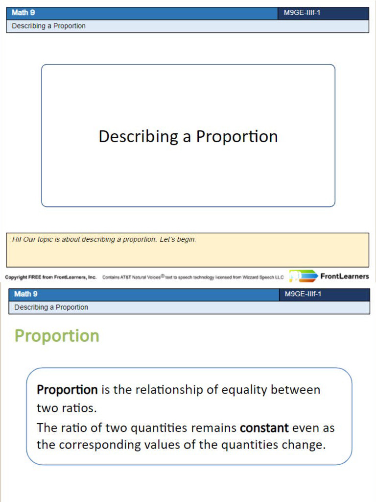 Math 9 - Proportions | PDF
