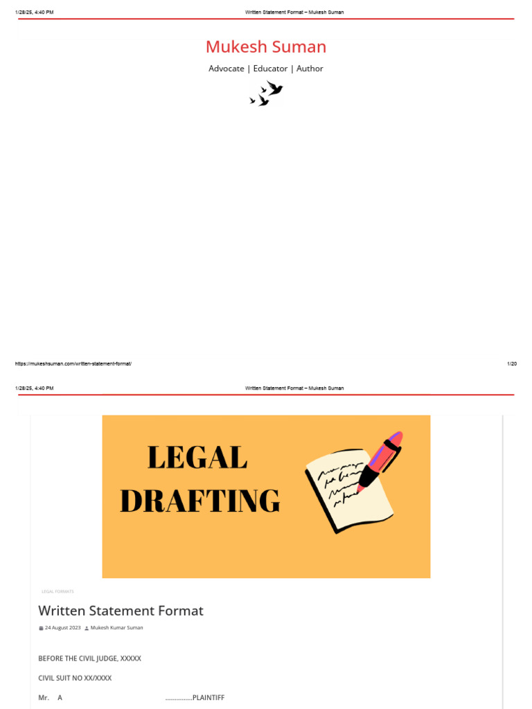 Written Statement Format Guide | PDF | Lawsuit | Complaint