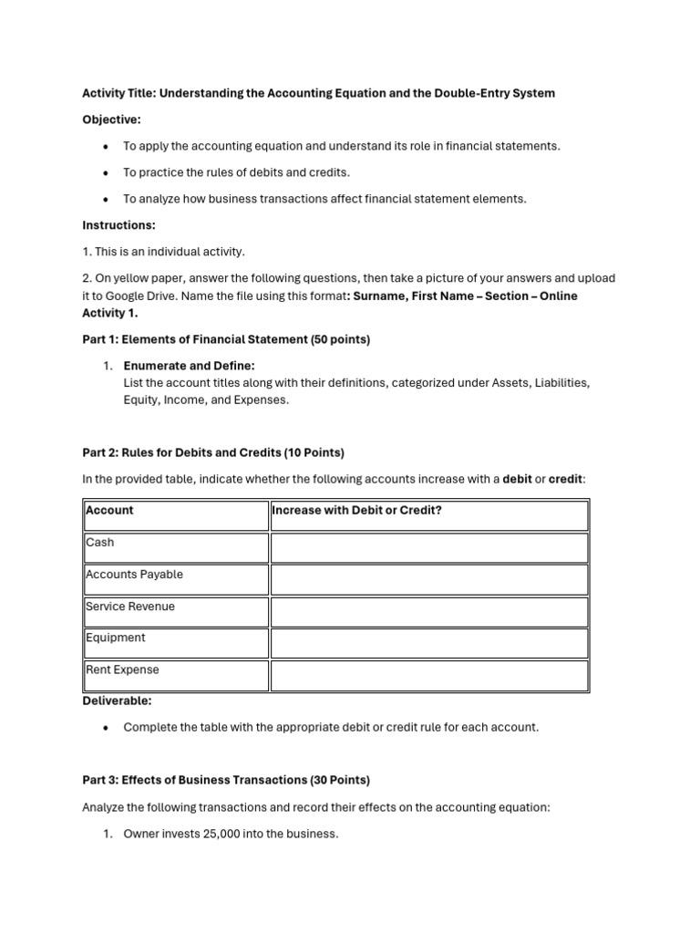 Basic Accounting and Reporting Online Activity | PDF | Debits And ...